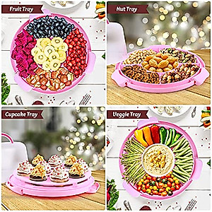 Ohuhu Cake Carrier Cupcake Containers Keeper Cake Stand with Lid Portable Round Cake Container Holder with Handle Two Sided Base for Pies Cookies Nuts Fruit Suitable for 10 inch Cake Perfect Gifts