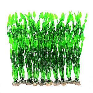 Aquarium Plastic Plants 10 Pcs, 12 Inch Large Artificial Plastic Plants for Fish Tank Decorations, Green