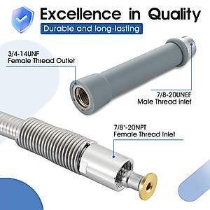 Gdyfdskin 44 Inch Pre-Rinse Hose with Heat Resistant Handle for Commercial Kitchen Sink Faucet, Flexible Stainless Steel Commercial Sink Sprayer Hose Replacement Parts - Grey