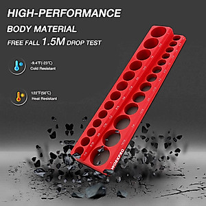 WORKPRO 3/8-inch Magnetic Socket Organizer Set, 2-Piece SAE & Metric Socket Holders, Holds 56 Standard and Deep Sockets for Tool Box, Tool Carts (Sockets Not Included)