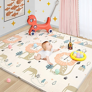 Baby Playmat for Crawling,0.6in Thick Extra Large Foldable Play Mat for Baby, Waterproof Non Toxic Anti-Slip Reversible Foam Playmat for Toddlers Kids(79 * 71 * 0.6)