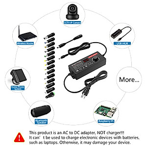 SHNITPWR 4V - 12V Power Supply 10A 120W AC to DC Adapter DC 4V 4.5V 5V 6V 7V 8V 9V 10V 11V 12V Voltage Adjustable Universal Power Converter Transformer 100-240V AC In with 14 Tips & Polarity Converter