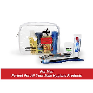 Cableinthebay TSA Approved Clear Travel Toiletry Bag-Quart Sized with Zipper-Airport Airline Compliant Bag/Bottles-Men's/Women's 3-1-1 Kit+Travel (1 PACK)