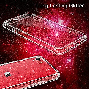 JETech Glitter Case for iPhone SE 3/2 (2022/2020 Edition), iPhone 8/7, 4.7-Inch, Bling Sparkle Shockproof Phone Bumper Cover, Cute Sparkly for Women and Girls (Clear)