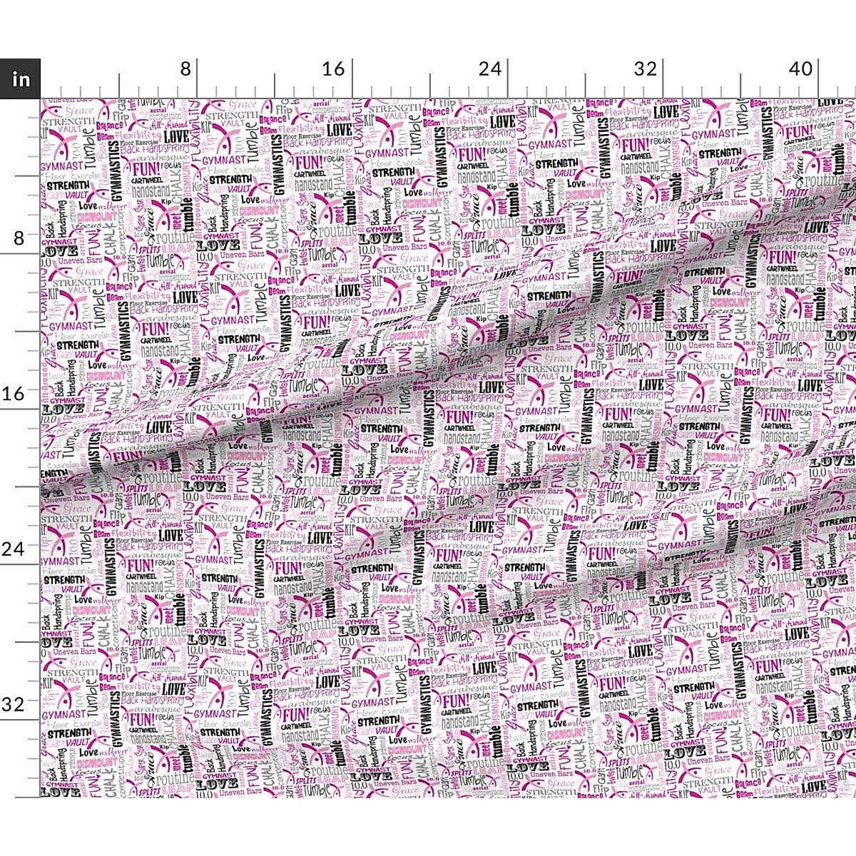 Spoonflower Fabric - Gymnastics Pink Gymnast Printed on Petal Signature Cotton Fabric Fat Quarter - Sewing Quilting Apparel Crafts Decor