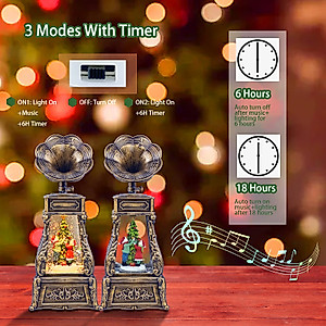 Christmas Snow Globes Musical Snow Globe Water Lantern Swirling Glitter Phonograph with Christmas Tree Kids Snow Globe Lantern Lighted 6H Timer USB Battery Operated Snowglobe Home Christmas Decoration