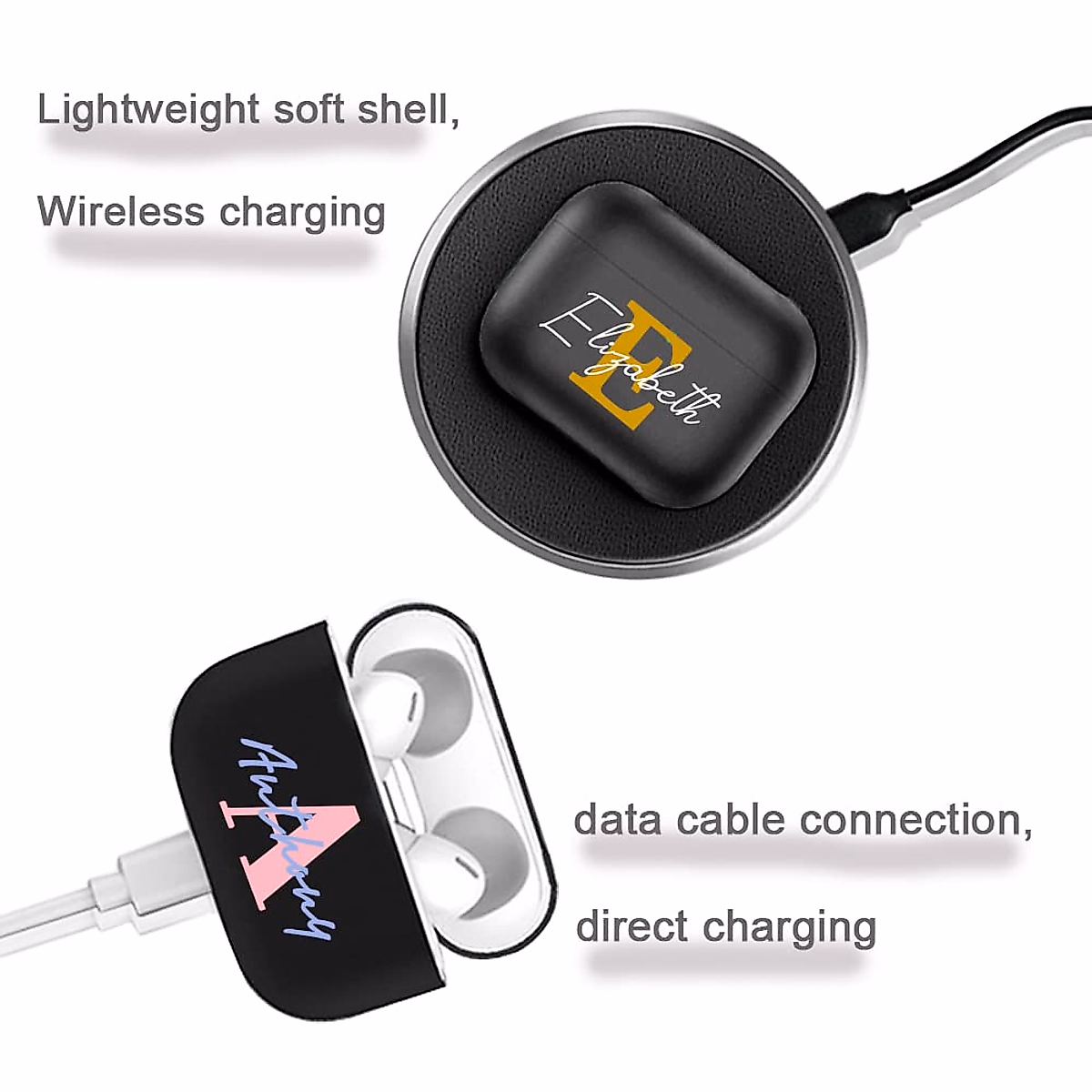 Custom name headphone cover compatible with airpods 3 personalized signature silicone headphone cover full package protection headphones with hooks custom soccer team name