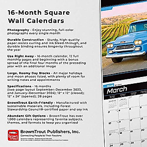 Classic Chevy Pickups OFFICIAL | 2024 12 x 24 Inch Monthly Square Wall Calendar | Foil Stamped Cover | BrownTrout | Chevrolet Motor Truck
