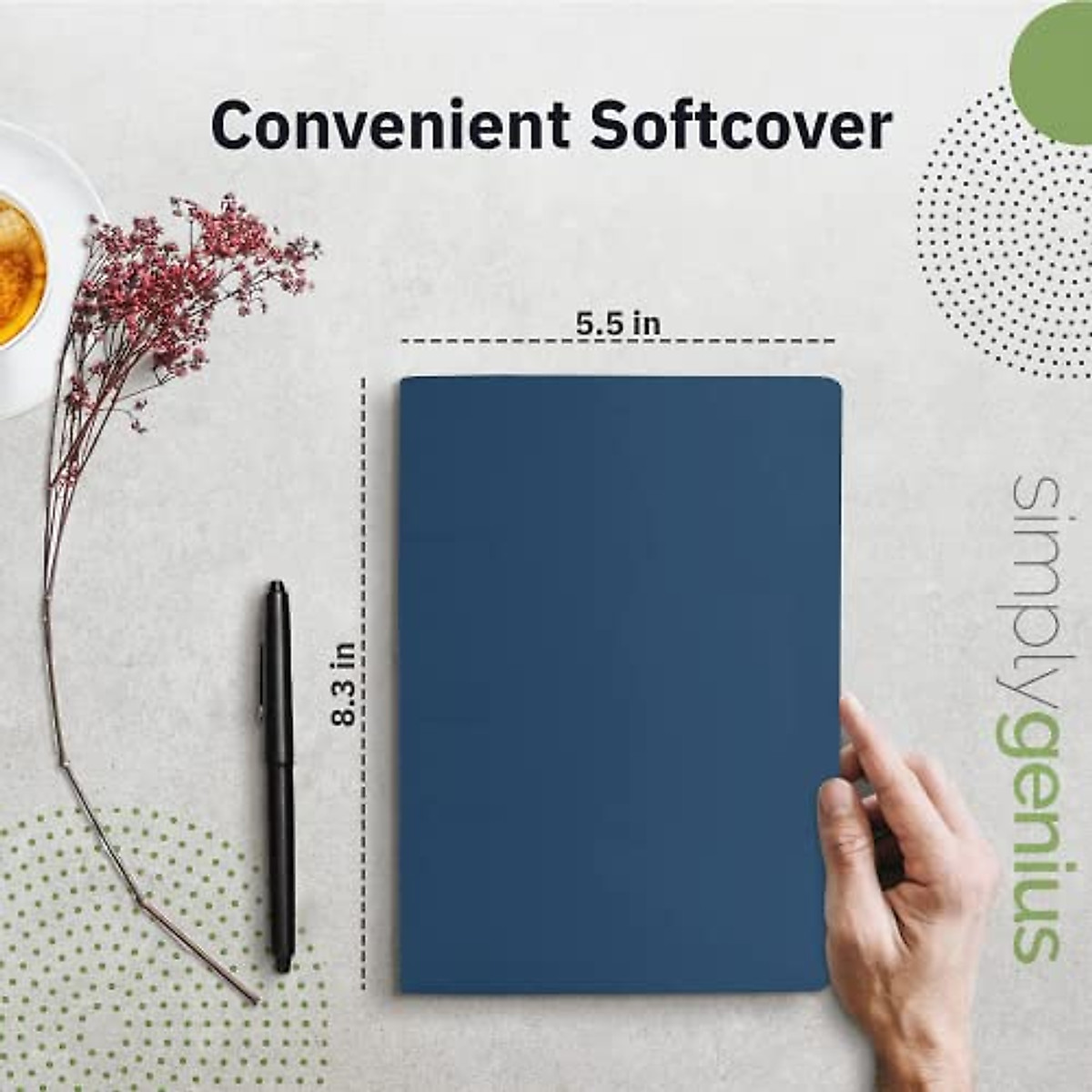 Simply Genius A5 Notebooks for Work, Travel, Business, School & More - College Ruled Notebook - Softcover Journals for Women & Men - Lined Note Books with 92 pages, 5.5" x 8.3" (Navy, 6 pack)