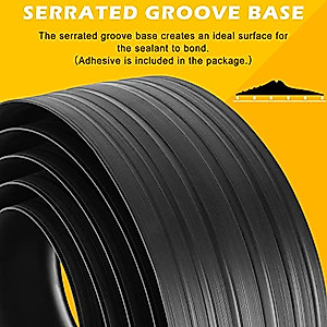 10Ft Universal Garage Door Bottom Threshold Seal Strip with 10oz Building Sealant, Weatherproof Rubber DIY Weather Stripping Replacement - Black