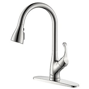 APPASO Pull Down Kitchen Faucet with Sprayer Stainless Steel Brushed Nickel - Single Handle Commercial High Arc Pull Out Spray Head Kitchen Sink Faucets with Deck Plate, Grifos De Cocina