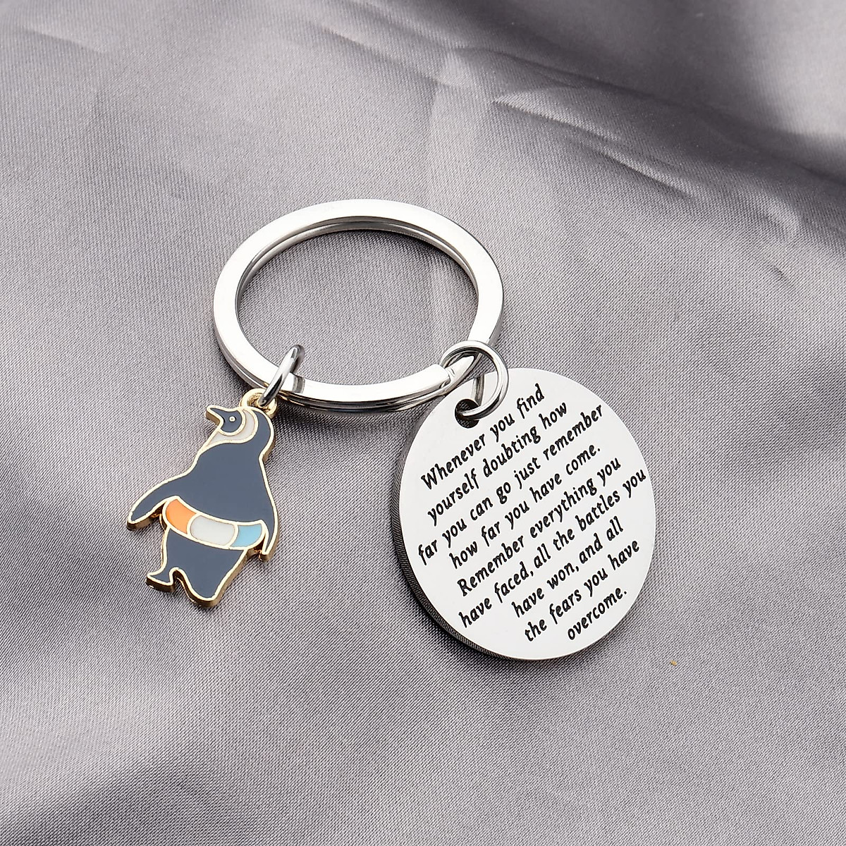 TIIMG Penguin Inspirational Keychain Penguin Lover Animal Jewelry Motivational Quote Gift (Penguin whenever)