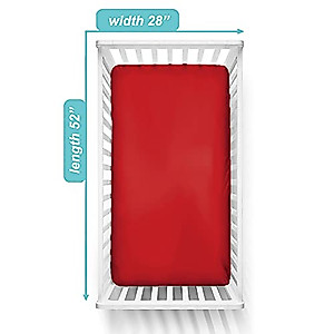 TL Care Supreme Fitted Crib Sheet 28" x 52", Enhanced Thickness for Soft, Breathable Neutral 100% Cotton Jersey Comfort, Red, for Boys and Girls