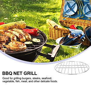 Cabilock Barbecue Wire Rack Stainless Steel Cooling Rack Round Bake Mesh Grid Grate Pizza Baking Rack for Outdoor Camping Hiking Silver 28cm (Without Black Baking Tray)