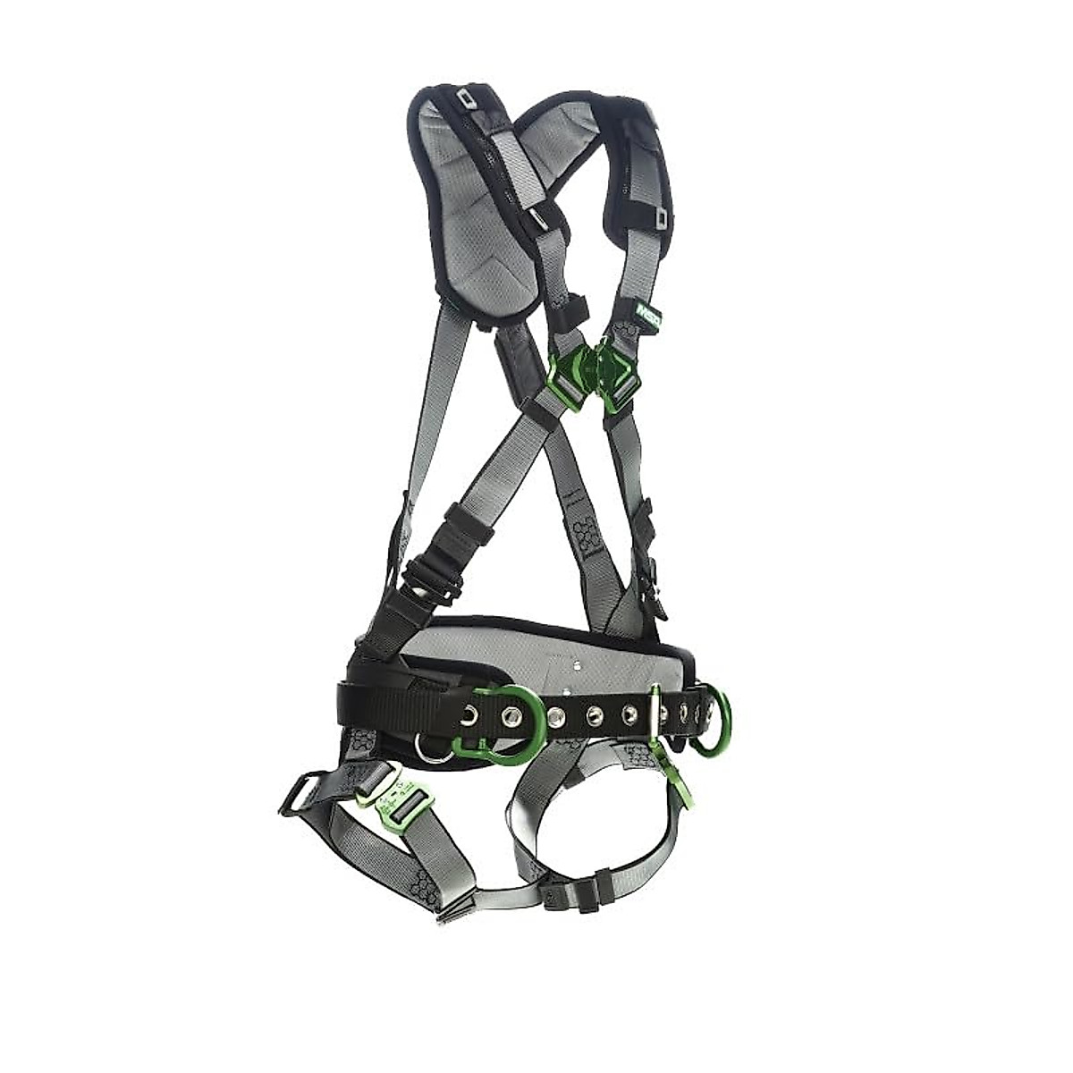 MSA 10195134 V-FIT Construction Safety Harness - Size: Standard (Medium), D-Ring Configuration: Back/Hip, Quick Connect Leg Straps, With Shoulder/Lumbar Padding, Full Body Harness