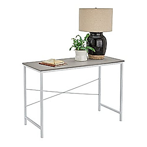 ClosetMaid Writing Desk or Console Table for Office, Entryway or Living Room, Industrial Modern Design, Wood with White Metal Frame, Smoky Taupe