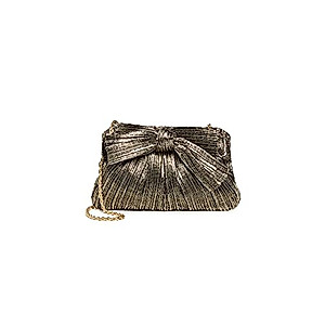 Loeffler Randall Women's Mini Pleated Frame Clutch with Bow, Gold, One Size