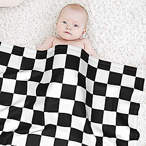 Race Waving Checkered Flag Baby Blanket Cute Custom Unisex Warm Super Soft and Comfortable Cotton Flannel Blanket one sizeBlack
