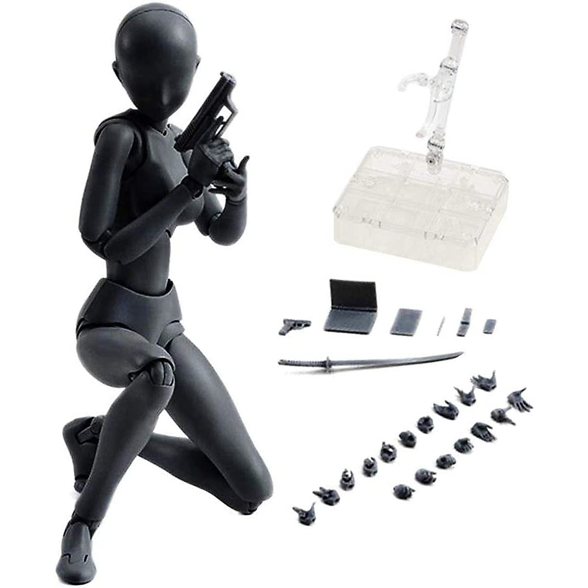 SYKIA Action Figures Body Kun DX & Body-Chan DX PVC Figure Model Drawing SHF Children Kids Collector Toy Gift with Box, Drawing Mannequin Figure Models for Artists (Black Male+Female)
