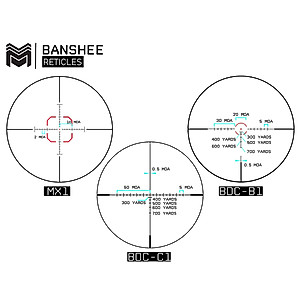 Monstrum Banshee 1-6x24 LPVO Rifle Scope with Offset Scope Mount | Black | MX1 Reticle