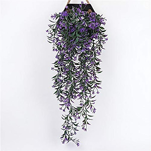N++A 30.7in 2pcs Artificial Vines for Outdoors uv Resistant Fake Vine Willow Rattan Flowers Artificial Hanging Plant for Home Garden Wall Decoration(Purple)