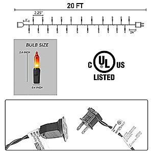 NEROSUN Christmas Mini String Lights, 20FT 100 Count Incandescent Connectable Green Wire Christmas Lights, Waterproof Christmas Decorations for Indoor Outdoor Home Garden Yard Decor (Orange, 1)