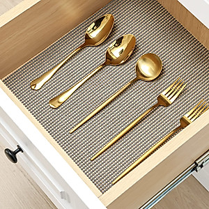 BAKHUK Grip Shelf Liner, 2 Rolls of Non-Adhesive 17 Inch x 25 Feet Cabinet Liner Durable Organization Liners for Kitchen Cabinets Drawers Cupboards Bathroom Storage Shelves (Gray)