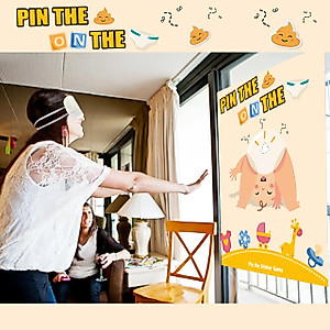 TYHJOY Baby Shower Games Party Favors, Pin The Sticker on The Diaper Funny Baby Shower Games for Adults Girls Boys BabyShower Decorations Party Suppiles - 46 Stickers