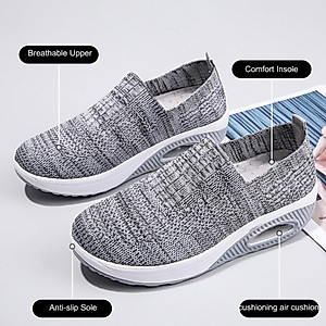 Aceptolcom Women Orthopedic Sneakers Walking Shoes,Mesh Breathable Arch Support Slip-on Light Air Cushion Orthopedic Sneakers Diabetic Shoes (7,Pink,7)