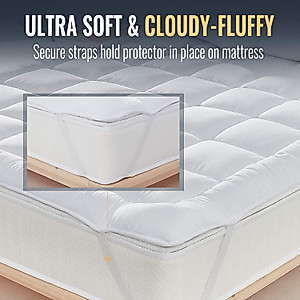 Mattress Topper Full XL Size,Deep Pockets (8-28" Depth) Fits, 700TC Cotton Pad Cover, 1000 GSM Mattress Pads, Full XL Size Bed Mattress Topper 54"x80" Inches White