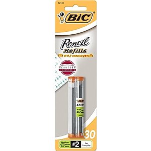 BIC Pencil Lead Refills, Medium Point (0.7mm), 30ct (L730P1),Black
