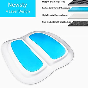 Newsty Gel Seat Cushion, Upgraded Foldable Office Chair Seat Cushion Orthopedic Car Seat Cushion for Back, Coccyx, & Tailbone Pain Relief Expecially for Long Sitting