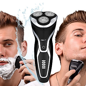 Electric Razor, MAX-T Corded and Cordless Rotary Shaver for Men with Pop Up Trimmer,IPX7 100% Waterproof Wet Dry with USB Cable, Black