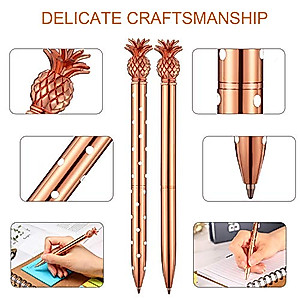 Pineapple Pens Metal Ballpoint Pens Rose Gold Pens for School Office Supplies, 1.0 mm, Black Ink (4 Pieces)