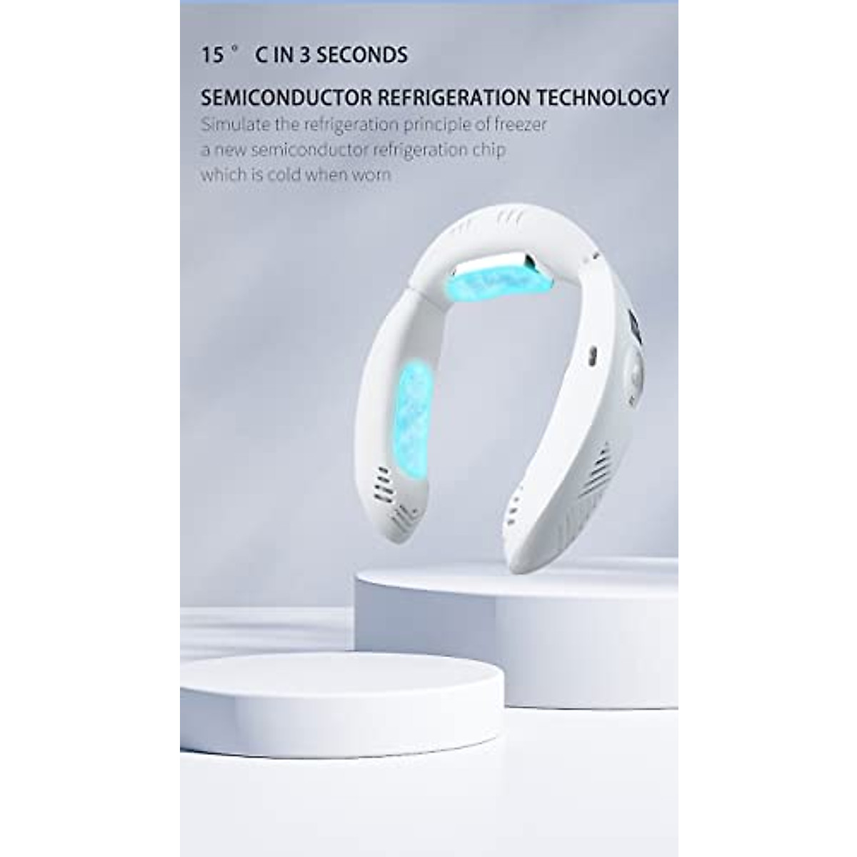 2022 upgraded cooling heating three-sided large-area Portable Air Conditioner Neck Fan heatstroke prevention camping holiday hanging It can also be used on vacation to cool the face, white