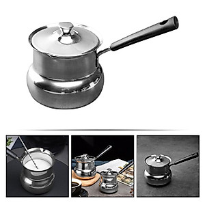 Luxshiny Turkish Coffee Pot, 350ml Mini Sauce Pan Butter Melter Stainless Steel Milk Warmer Pots Espresso Decanter Chocolate and Butter Melting Pot with Handle
