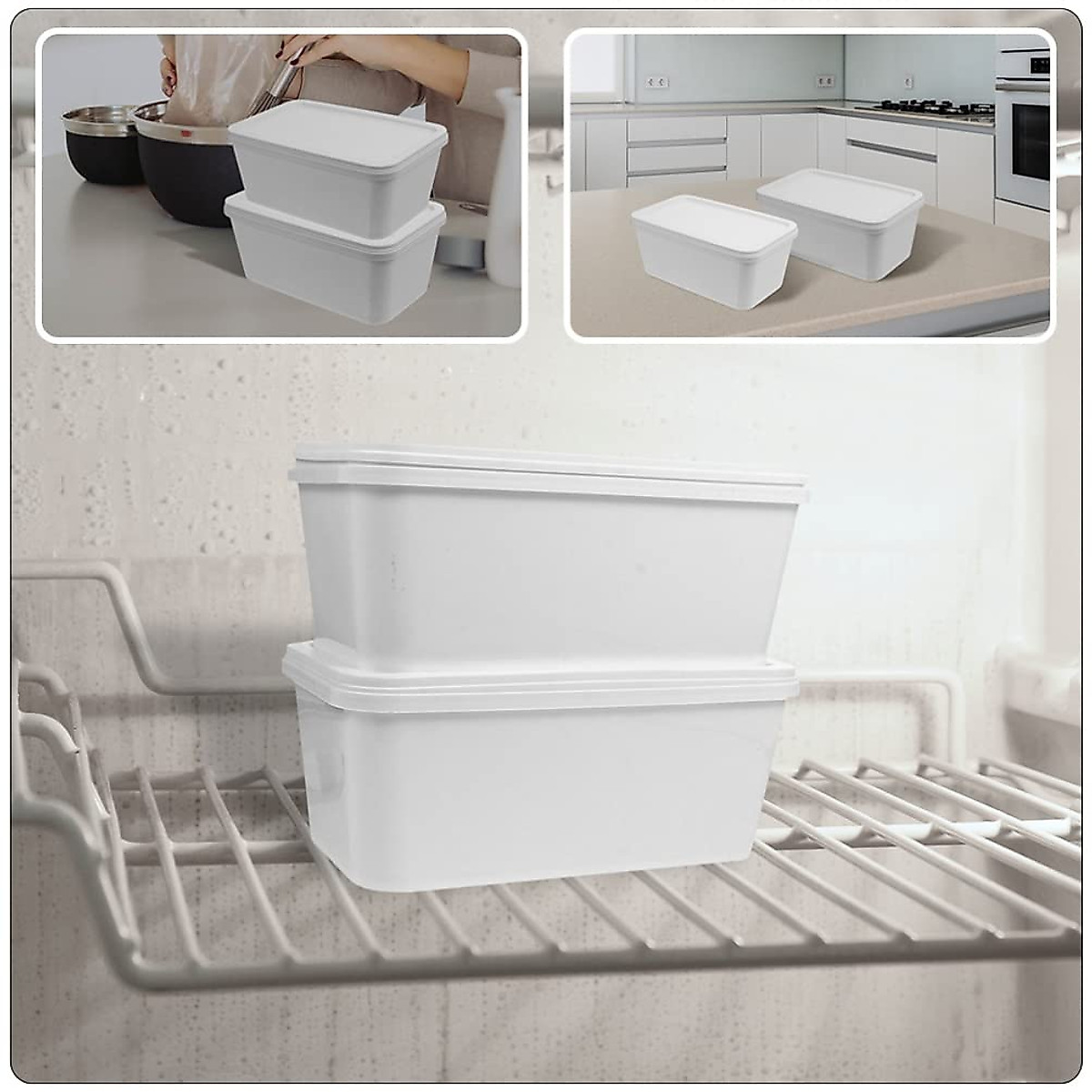 Hemoton Lunch Box Containers Ice Cream Container Reusable Ice Cream Tub Containers Freezer Storage Tubs Dessert Containers with Lids for Homemade Ice Cream Sorbet and Freezer 3l Food Containers