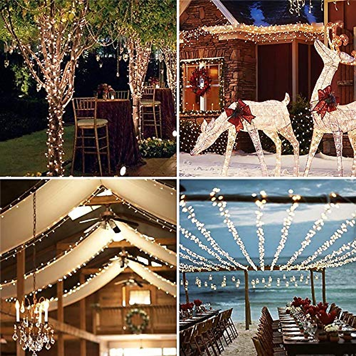SOLARMKS Solar String Lights, 2 Pack 100 LED Solar Fairy Lights Waterproof Outdoor String Lights 33ft Copper Wire Lights for Patio Lawn Garden Gate Yard Party Wedding Christmas Decoration,Cool White