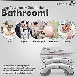 Shower Handle - 2 Pack Suction Grab Bars for Bathtubs and Showers. Shower Safety Bars for Seniors Elderly Handicap - Suction Cup Handles for Shower - Camnik