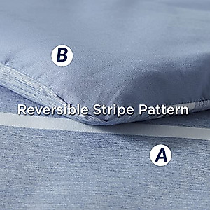 Bedsure Bed in a Bag Queen 7 Pieces - Blue Striped Comforter Set Queen All Season Bed Set, Bed Set Queen Size with 1 Comforter, 1 Flat Sheet, 1 Fitted Sheet, 2 Pillowcases & 2 Shams