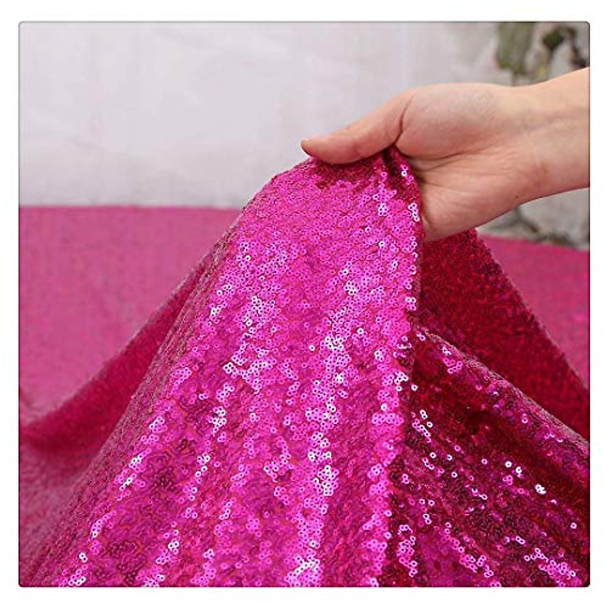 Fuchsia Sequin Backdrop Curtain Panels Stage 2 Pieces 2FTx8FT Wedding Party Background Drapes