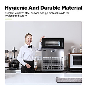 Commercial Ice Maker Machine 400 lbs /24 h, 330 lbs Storage Bin, Industrial Ice Machine, Automatic Cleaning, Stainless Steel Ice Maker for Bar, Cafe, Restaurant