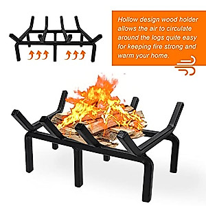 TwentyNext Fireplace Log Grate, Small 14Inch Heavy Duty Solid Steel Wood Rack Stove Firewood Holder for Indoor Hearth Outdoor Fire Pit Chimney Hearth Kindling Tool