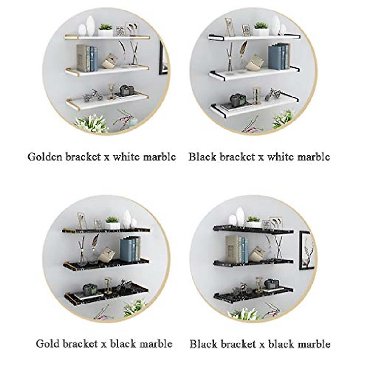 XDD Floating Shelf Light Luxury Marble Shelf Metal Bracket Bathroom Storage Kitchen Wall Shelf Bathroom Wall in-line Partition Multiple Colors