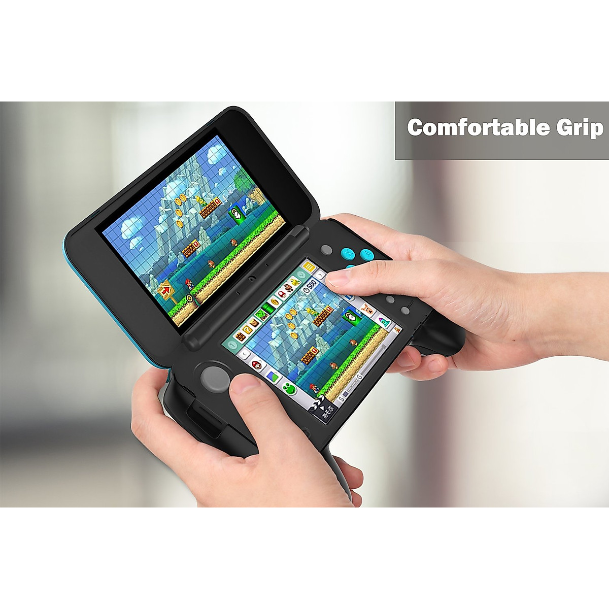 MoKo Handle Grip Compatible with Nintendo New 2DS XL, Anti-Slip Protective Grip with Stand Compatible with Nintendo New 2DS XL/LL (2017) - Black