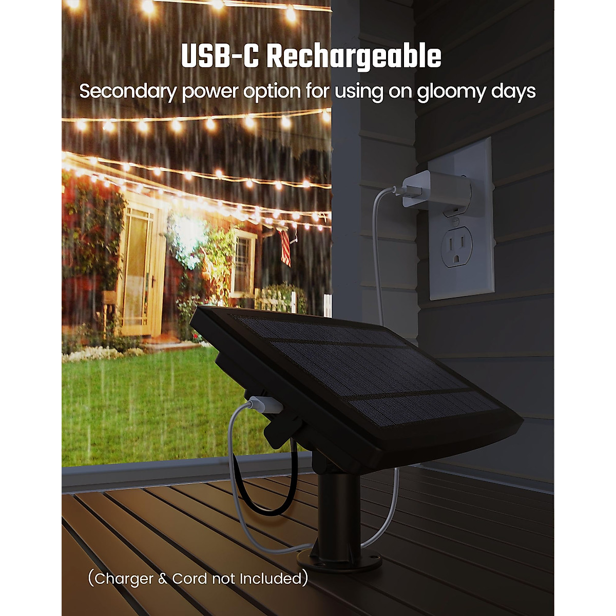 SUPERDANNY 50FT Solar Powered Outdoor String Lights, LED Solar String Lights for Outside, Commercial Grade Outdoor Waterproof Patio Lights with USB Port, 18 LED Lights for Garden Yard Halloween Décor