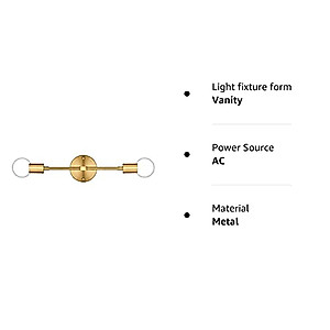 SunRider 2-Light Vanity Light Fixtures, Gold Bathroom Wall Sconce Mid Century Modern Wall Mounted Lamp Brushed Golden Sconce Indoor Vintage Wall Light