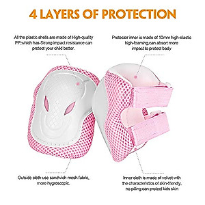 Protective Gear Set for Kids Knee Pads Elbow Pads Wrist Guards with Adjustable Strap for 3-10 Years 3 in 1 for Cycling/Skateboarding/Inline Skating/Scooter/Roller Skating/BMX Bike Sports …