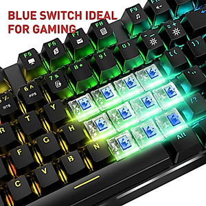 havit Havit Mechanical Gaming Keyboard and Mouse Combo Blue Switch 104 Keys Rainbow Backlit Keyboards, 4800 Dots Per Inch 7 Button Mouse Wired for PC Gamer Computer Laptop (Black) (Renewed)