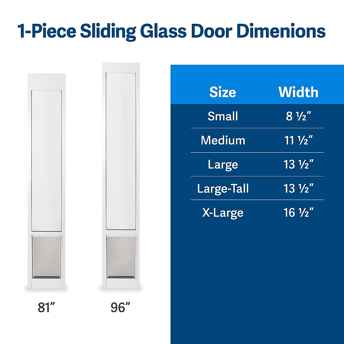 PetSafe 1-Piece Sliding Glass Pet Door for Dogs & Cats- Adjustable Height 75 7/8" to 81"-Medium, White, No-Cut DIY Install Aluminum Patio Panel Insert, Great for Renters or Seasonal Installation